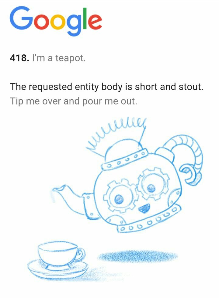 Error Www Google Com Teapot Error418 Http Error Code With Utah Teapot 